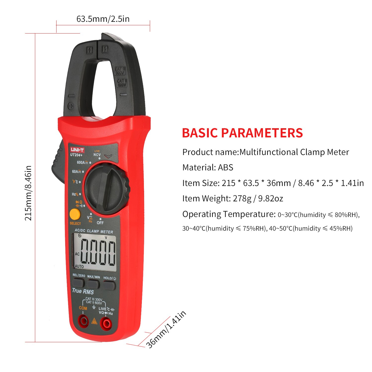 UNI-T UT204+ 6000 Counts Digital Clamp Meter True ... – Vicedeal