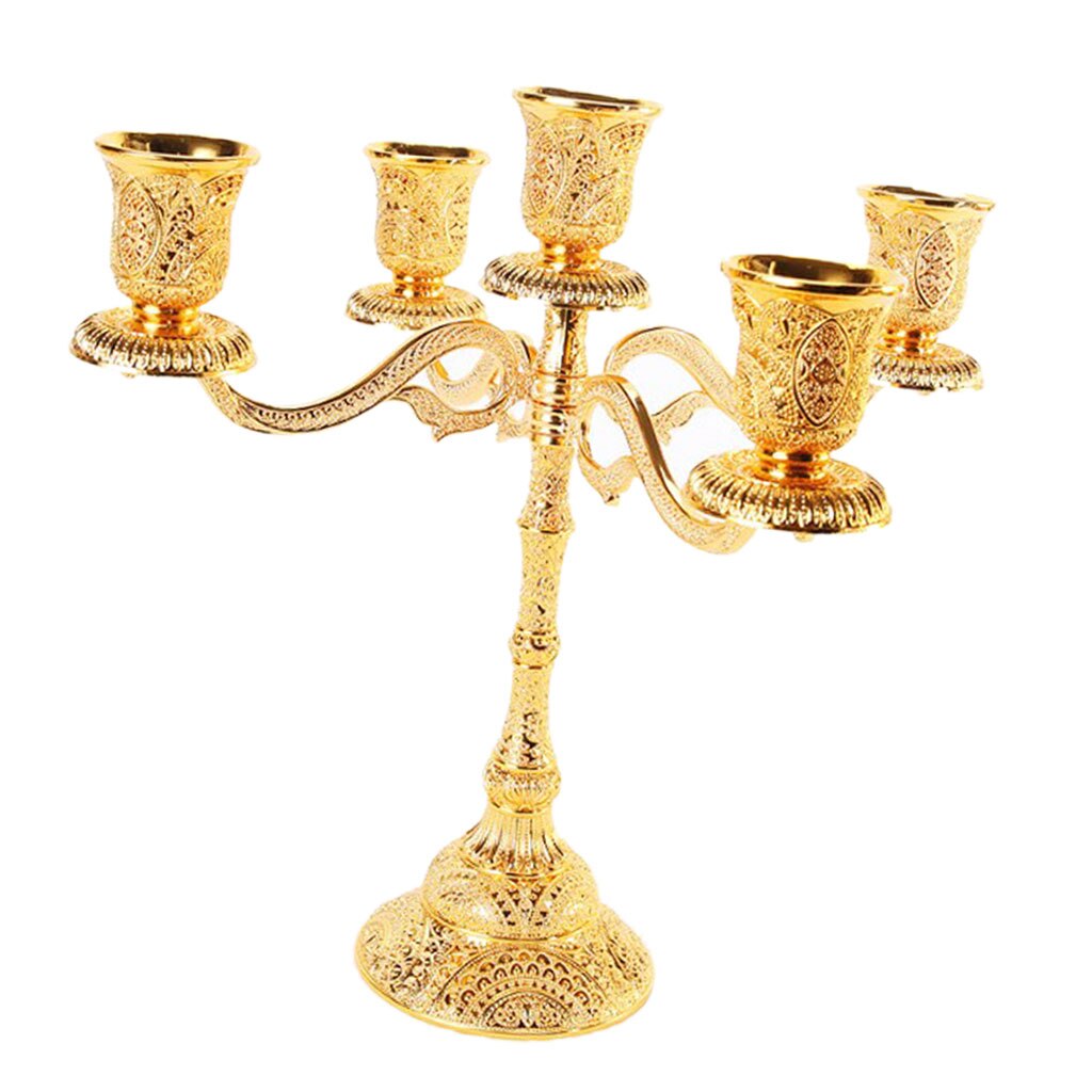 Castiçal luxuoso do candelabro da cor do ouro, 1/3... – Grandado