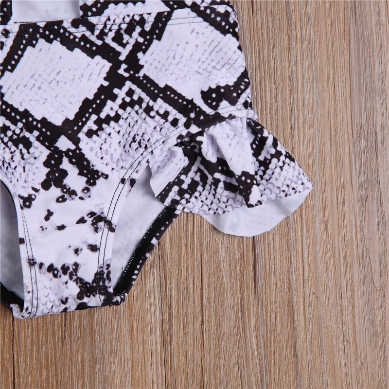 Kids Girls Snake Skin Pattern One Piece Swimwear R... – Grandado