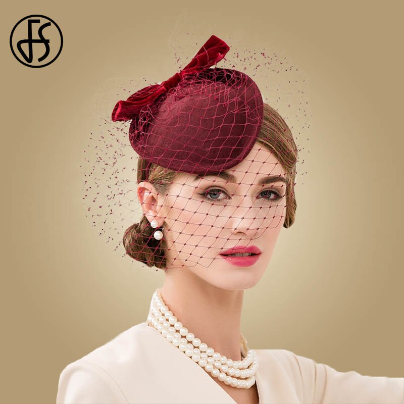 FS Wine Red Wedding Fascinators Hats For Women For... – Vicedeal