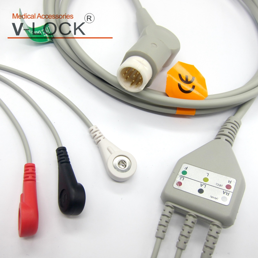 One-piece ECG cable and leadwires 3leads 5 leads s... – Grandado