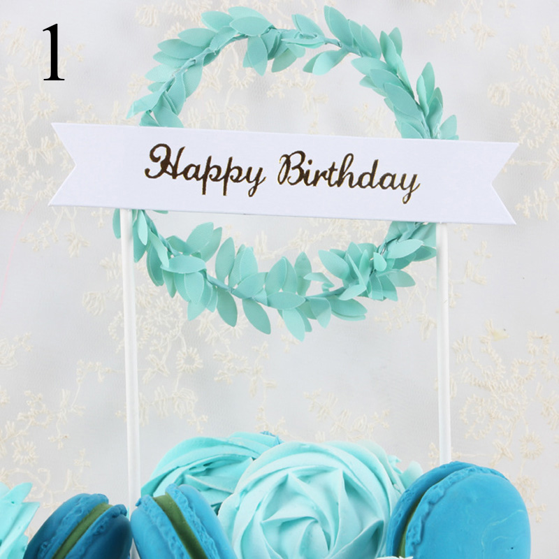 Mini Wreath Birthday Cake Topper Green Leaf Cupcak... – Grandado