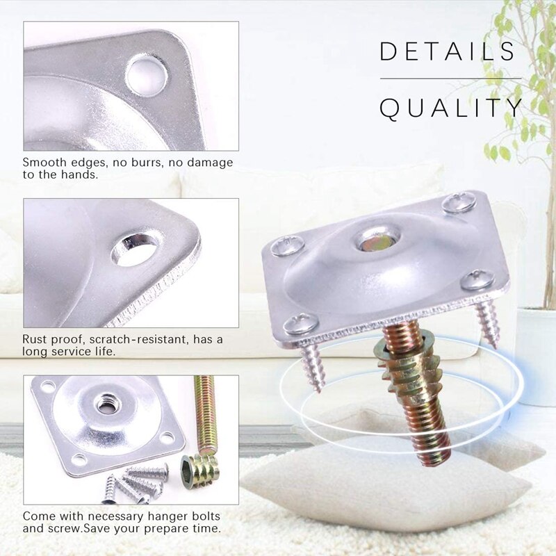 8 Sets Leg Mounting Plates with Hanger Bolts Screw... – Grandado