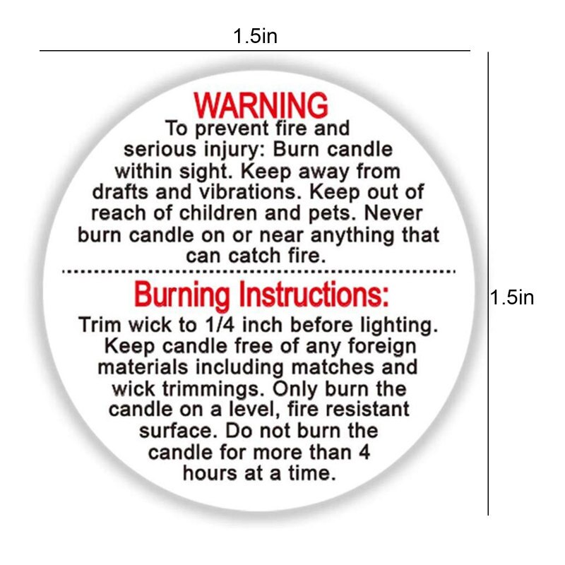500Pcs 38MM Candle Warning Stickers Candle Jar Con... – Vicedeal