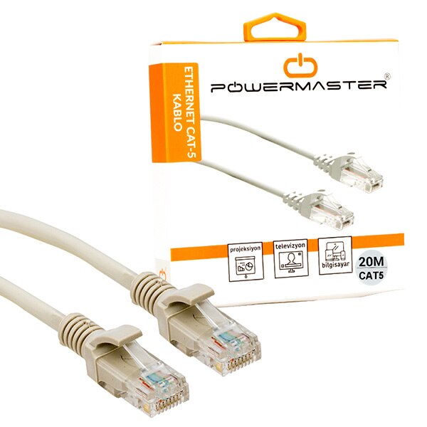CABLE. CAT5 20 METER GRAY BOXED POWERMASTER – Vicedeal
