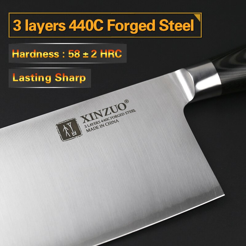 XINZUO 7'' Big Chinese Cleaver Knife 3 lay... – Vicedeal