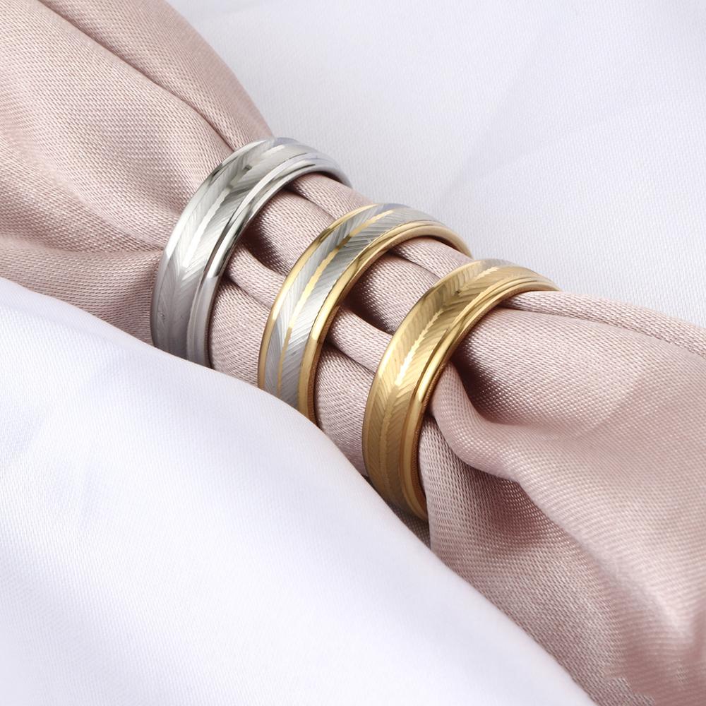 Heren 6Mm Gesneden Roestvrij Stalen Ringen Goud Zi... – Vicedeal