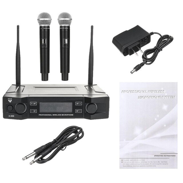 2 Cordless Handheld Mic UHF Frequencies Dynamic Ca... – Grandado