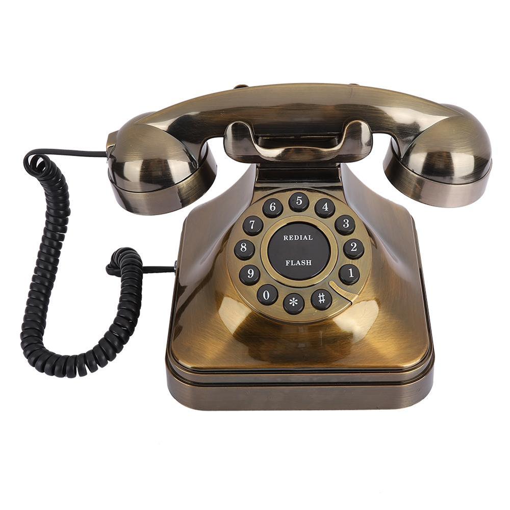 WX-3011 Vintage Telefoon Antieke Brons Drukknop Telefoon Desktop Vaste ...