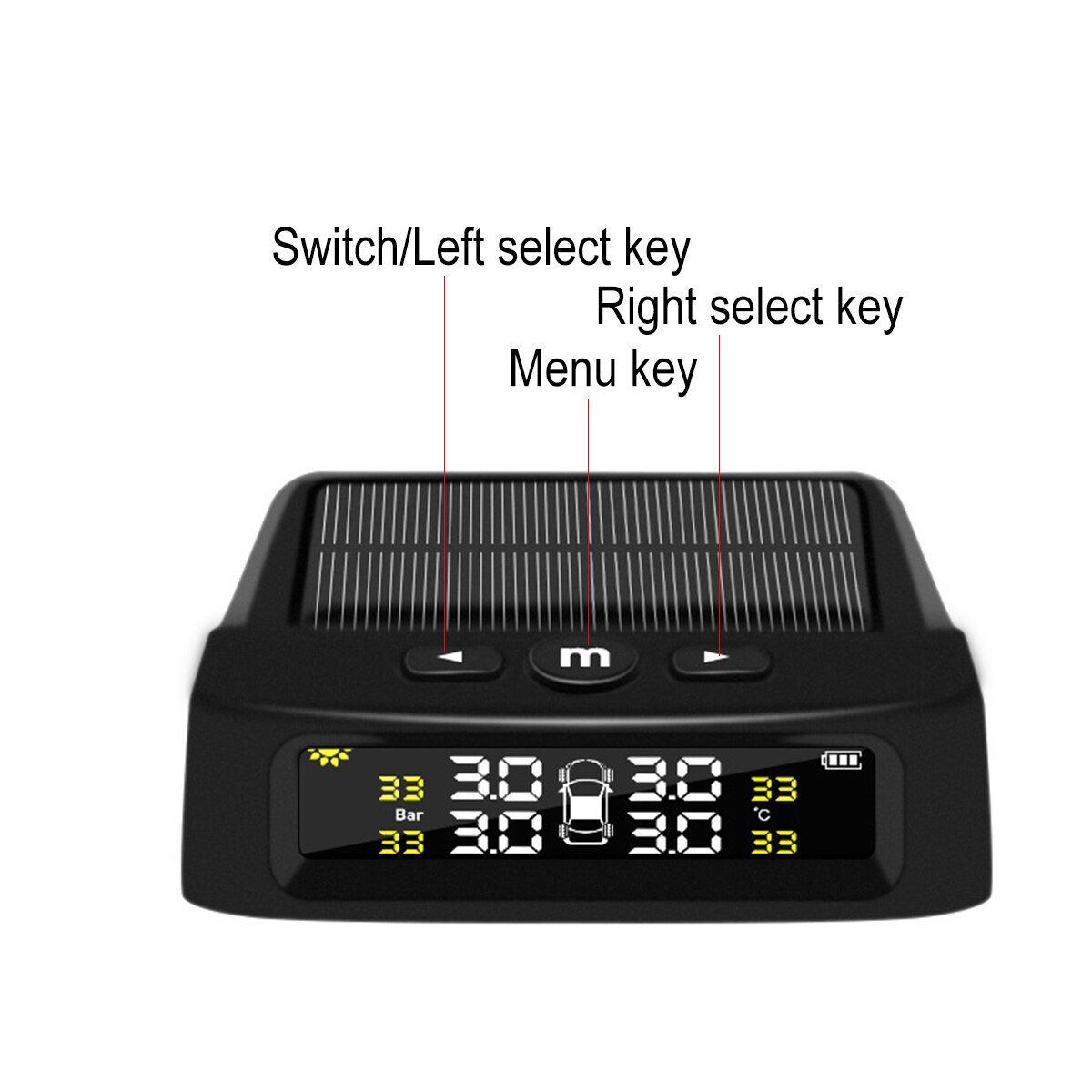 TPMS Car Tire Pressure Solar Alarm Monitor System ... – Grandado