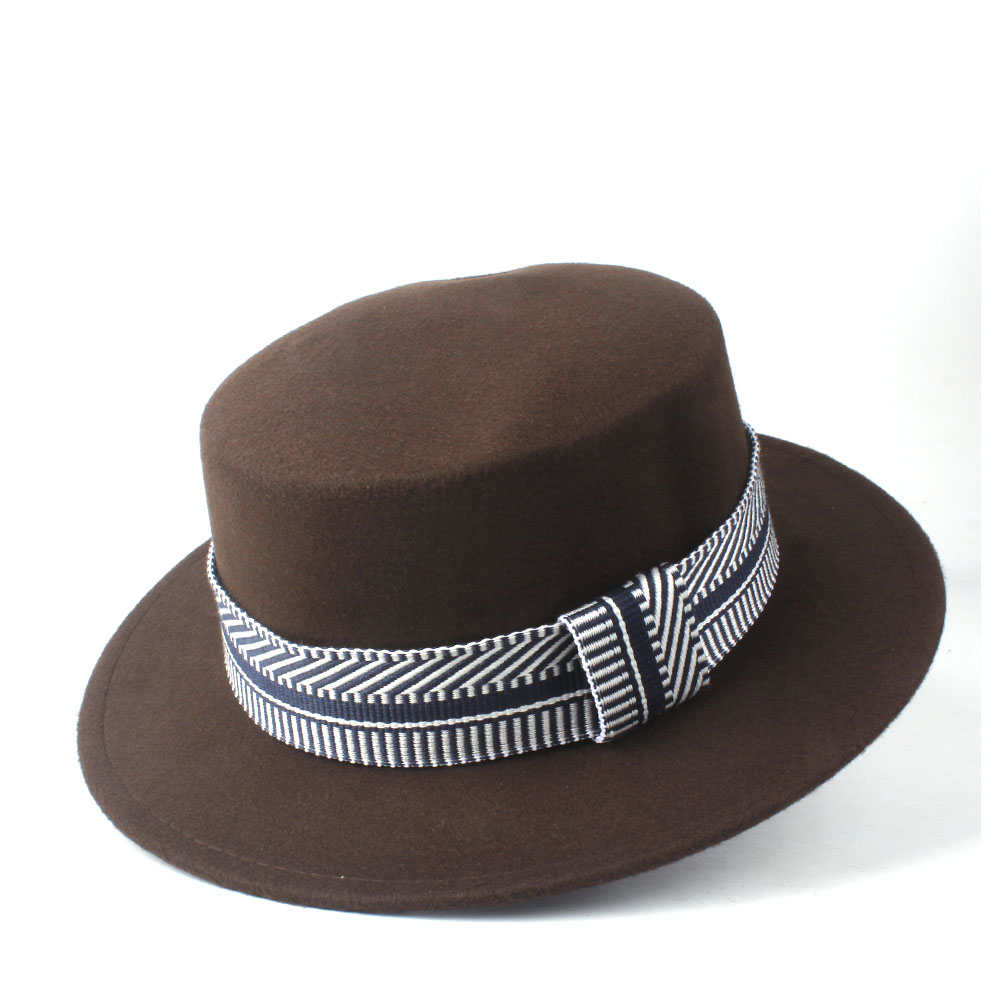 Mannen Vrouwen Flat Top Hat Winter Brede Rand Hoed... – Grandado