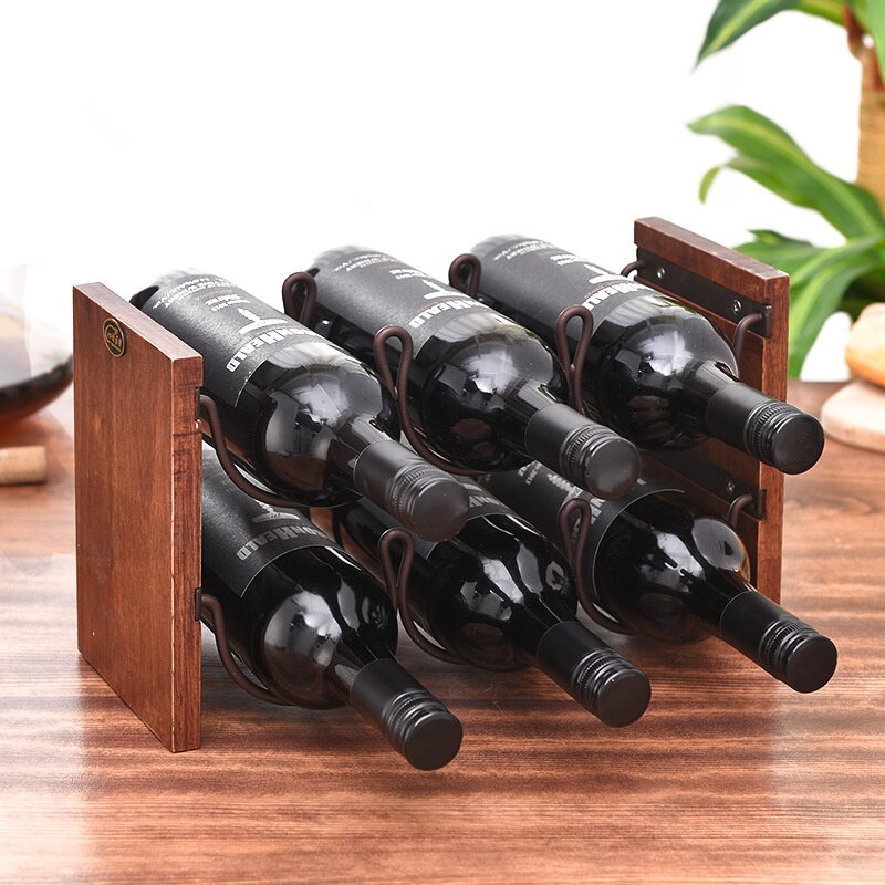 Solid Wood Double Layer Red Wine Rack Wrought Iron... – LovingPrices