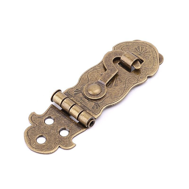 Bronzen houten kistje met tuimelslot, vintage meta... – Grandado