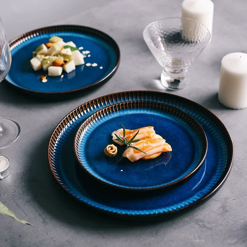 Klin Glaze Blue Plate Ceramic Rice Salad Bowl Vint... – Vicedeal