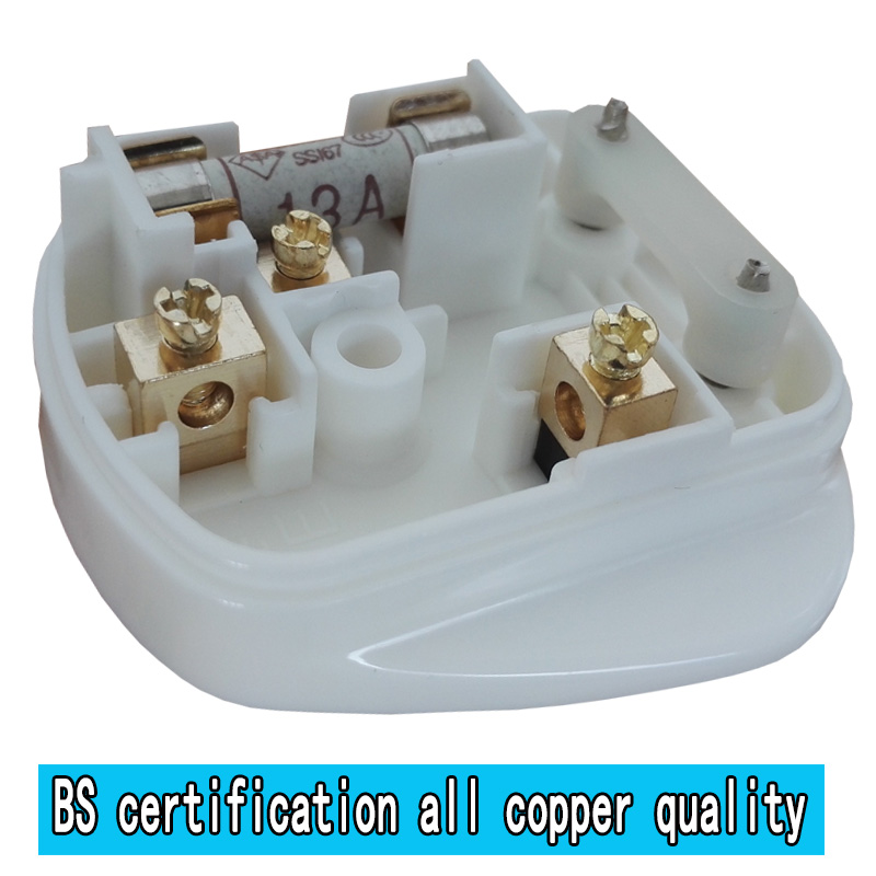 White Black 3 Pin UK Mains Top Plug Connector Cord... – Grandado