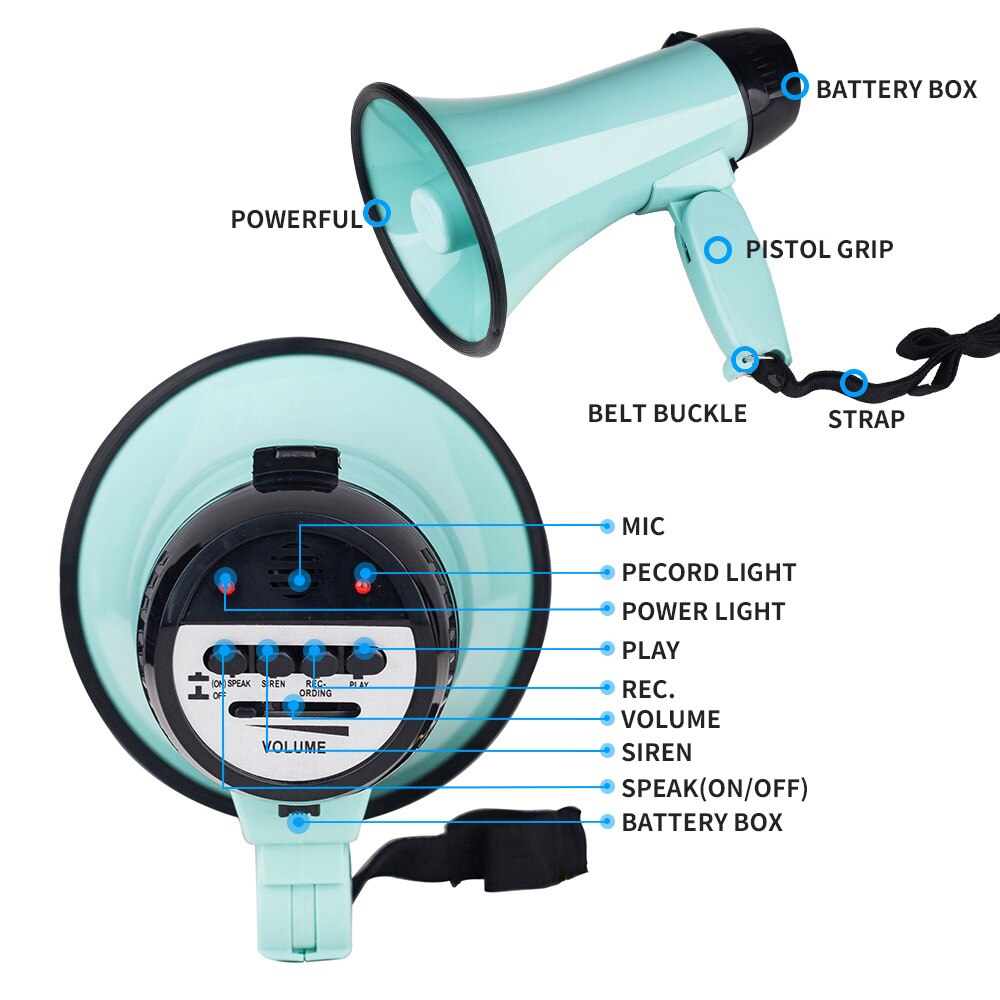 25W Portable Hand Megaphone Speaker Trumpets Recor... – Grandado
