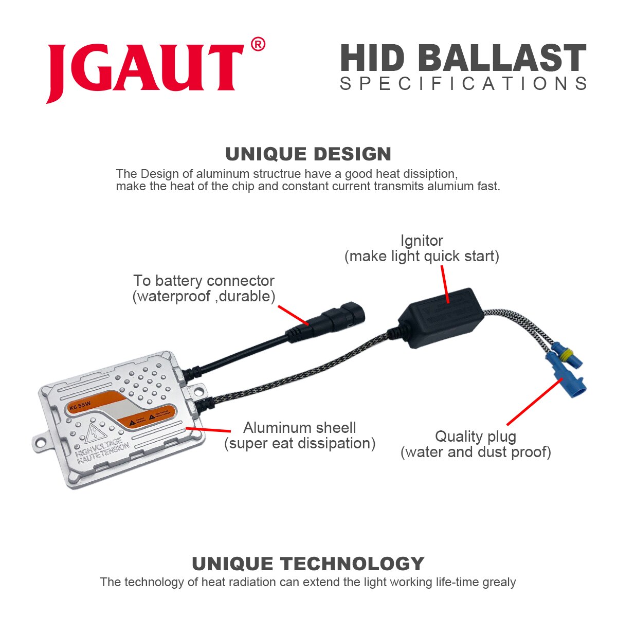 Jgaut 55w ac hid xenon ballast 12v digital ballast... – Vicedeal