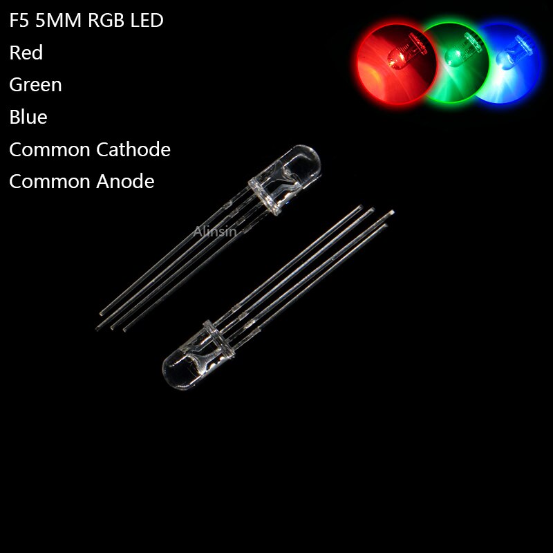 20 piezas LED RGB de 5mm, luz roja, azul, verde, c... – Grandado