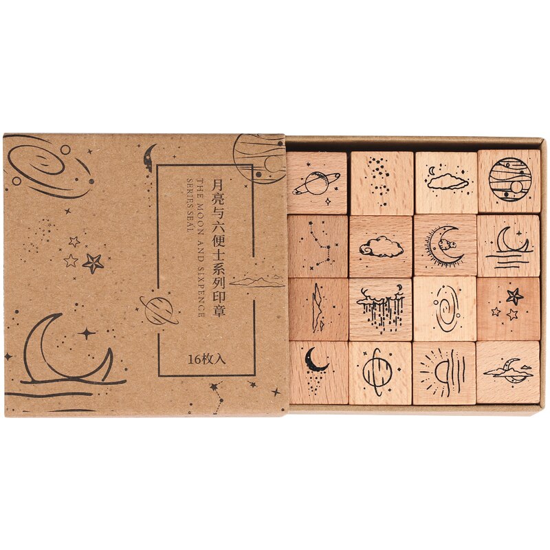 16 Stks/set Vintage Maan Planeet Serie Stempel Diy... – Vicedeal