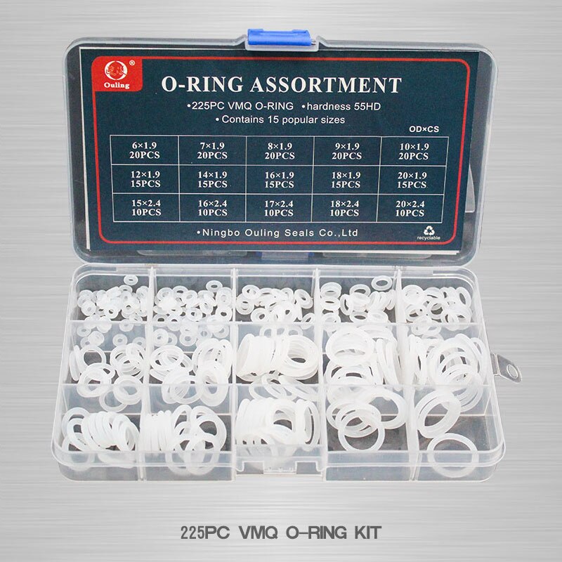 225pcs O Rings Rubber/Silicone O Ring Seal Sealing... – Grandado