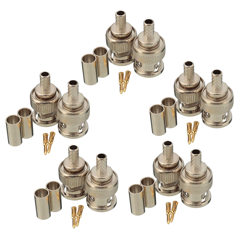 10 Sets 3-Piece BNC Male RG58 Plug Crimp Connector... – Vicedeal