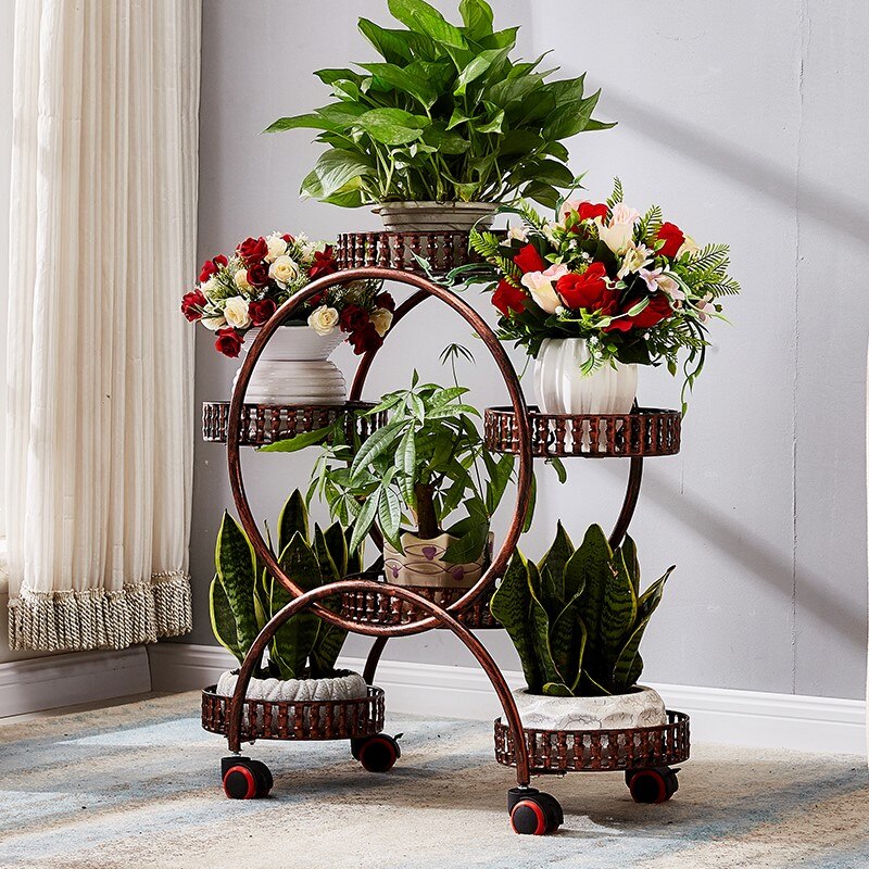 Flower shelf indoor wrought iron multi-layer floor... – Vicedeal