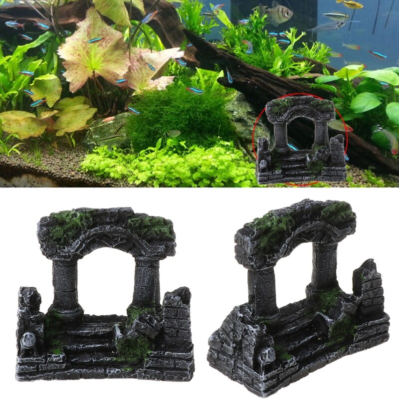 Resin Rome Square Stone Pillars Aquarium Landscapi... – Grandado