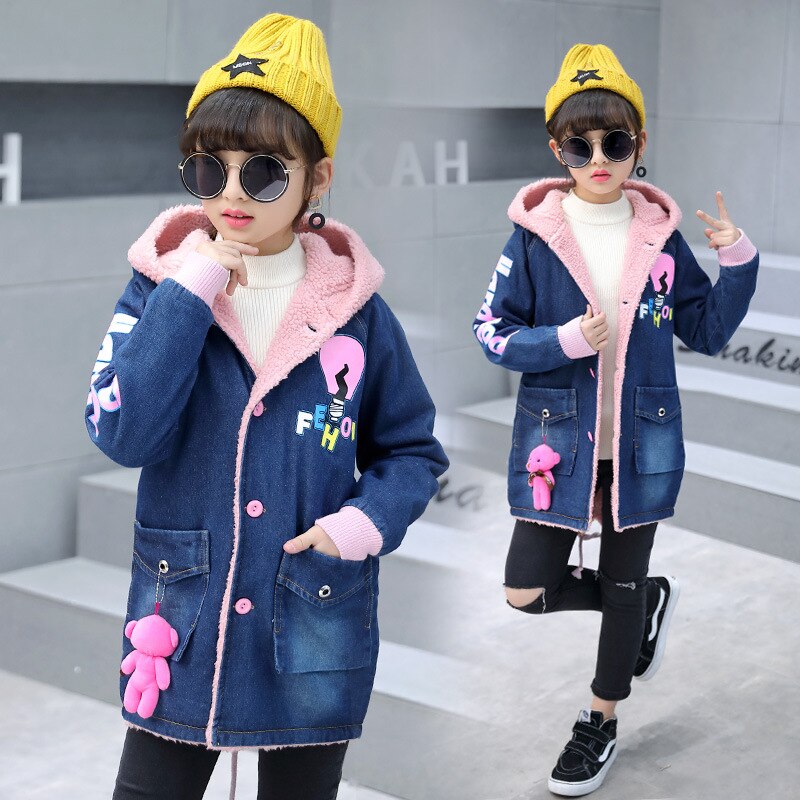 Girls Thick Denim Jacket for Winter Children Long ... – Grandado