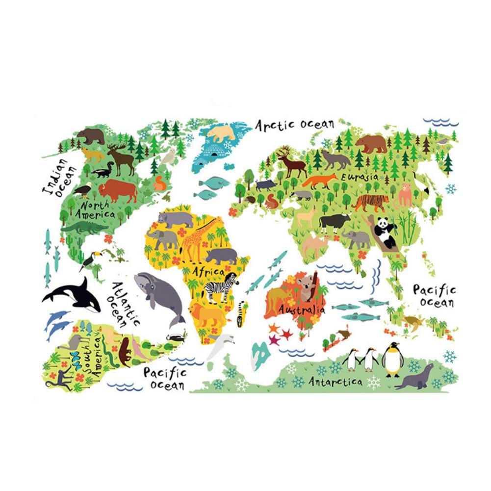 Colorful Animal World Map Sticker Kids Home Decor ... – Grandado