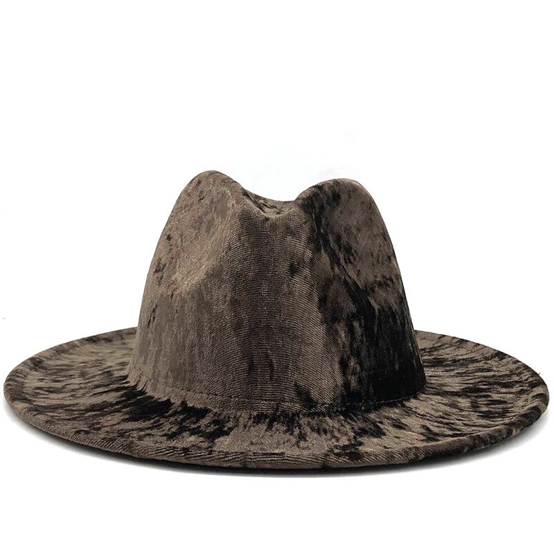 Simple Women Men Gold Velvet Fedora Hats Gentleman... – Grandado