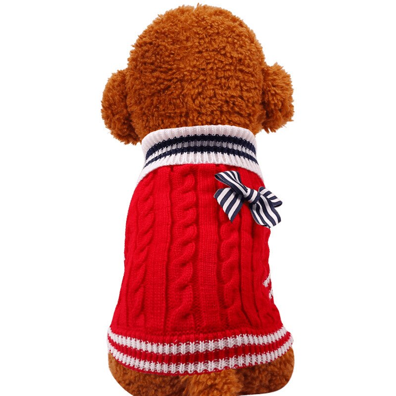 Dogs Sweater with Bowtie Navy Style Warm Checkered... – Grandado