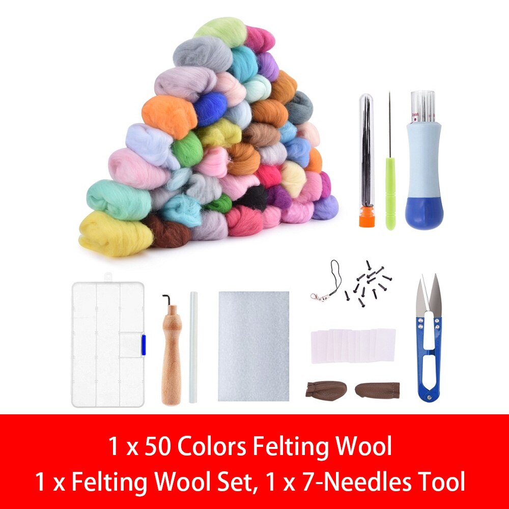 50/36 Color DIY Wool Felt Kit Handle Wool Felting ... – Grandado
