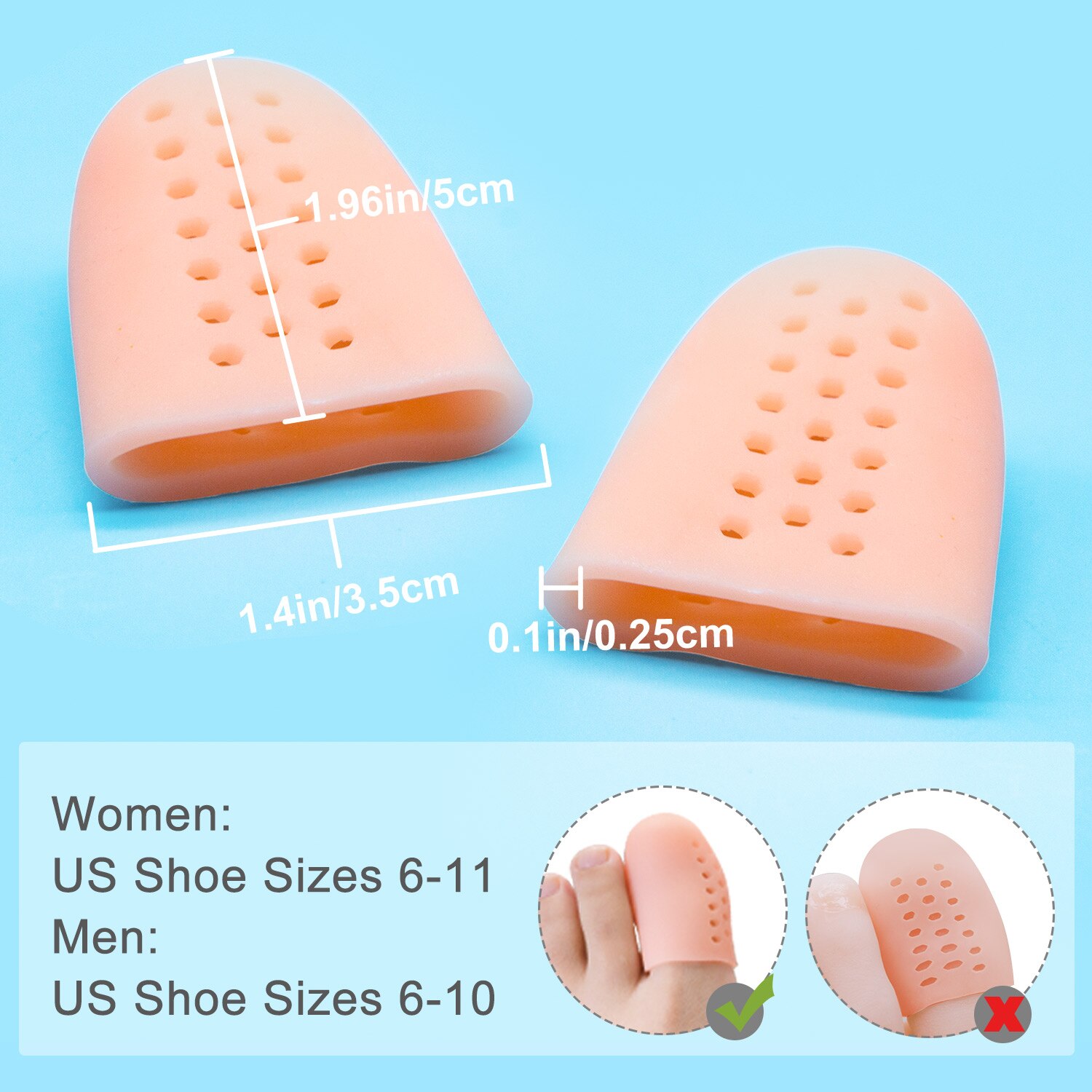 2Types Breathable Soft Silicone Toe Sleeve Cap Pre... – Grandado