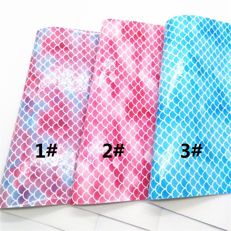 Fish Scales Printed Faux Leather Fabric Sheet Merm... – Grandado