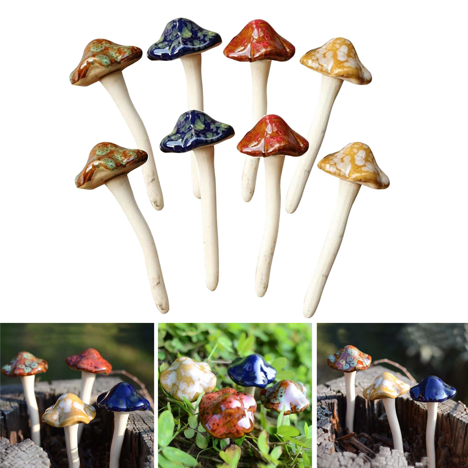 Ceramic Fairy Toadstools Garden Tinkling Mushrooms... – Grandado
