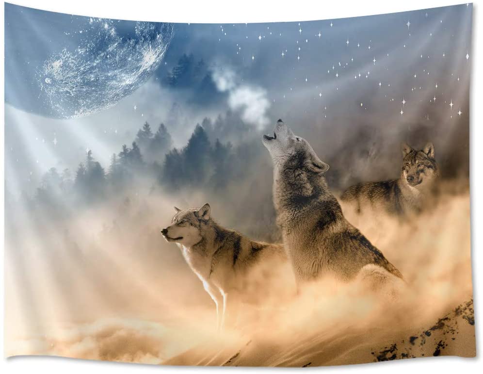 Wolf Tapestry Wall Hanging Wild Animal Tapestry Wo... – Grandado