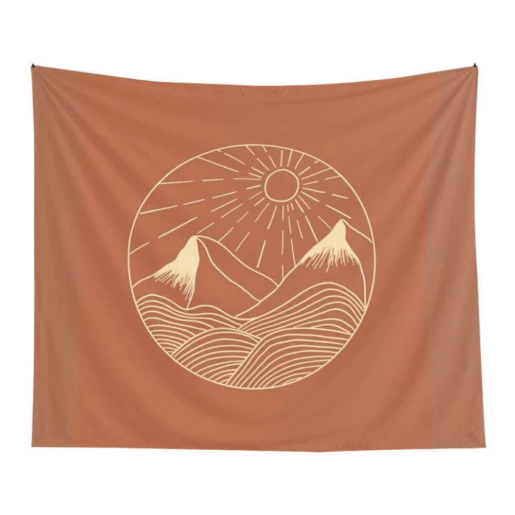 Sun Moon Abstract Mountains Sunset Tapestry Wall H... – Vicedeal