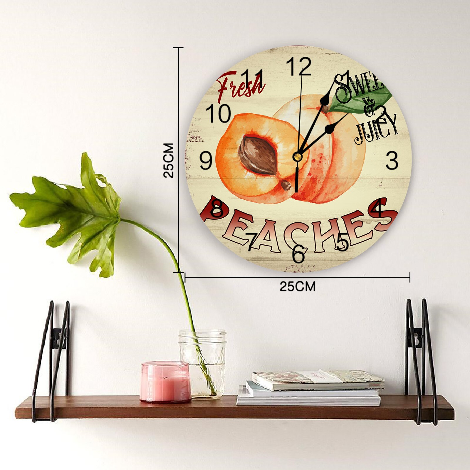 Peach Wood Grain Retro Wall Clock Home Decor Bedro... – Grandado