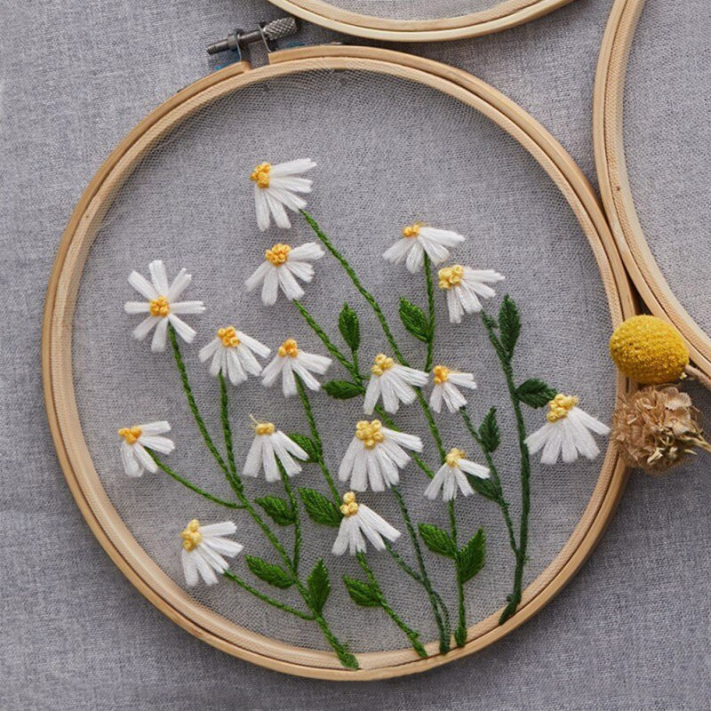 European Mesh Embroidery Flowers Painting Full Nee... – Grandado