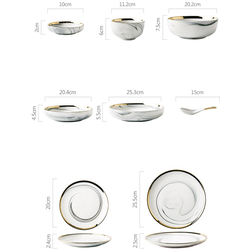 Pink Gray Marble Ceramic Dinner Dish Plate Rice Sa... – Grandado