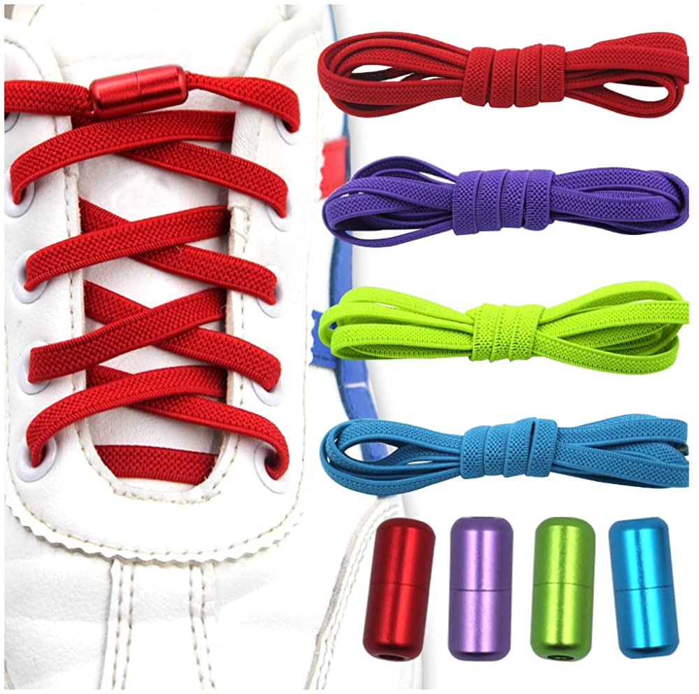4 Pairs Elastic No Tie Shoe Laces with 4 Colors Ti... – Grandado