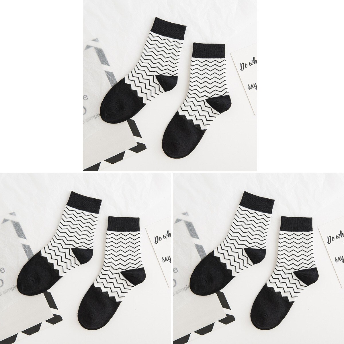3 pairs Japanese Black White Student Socks Women S... – Vicedeal