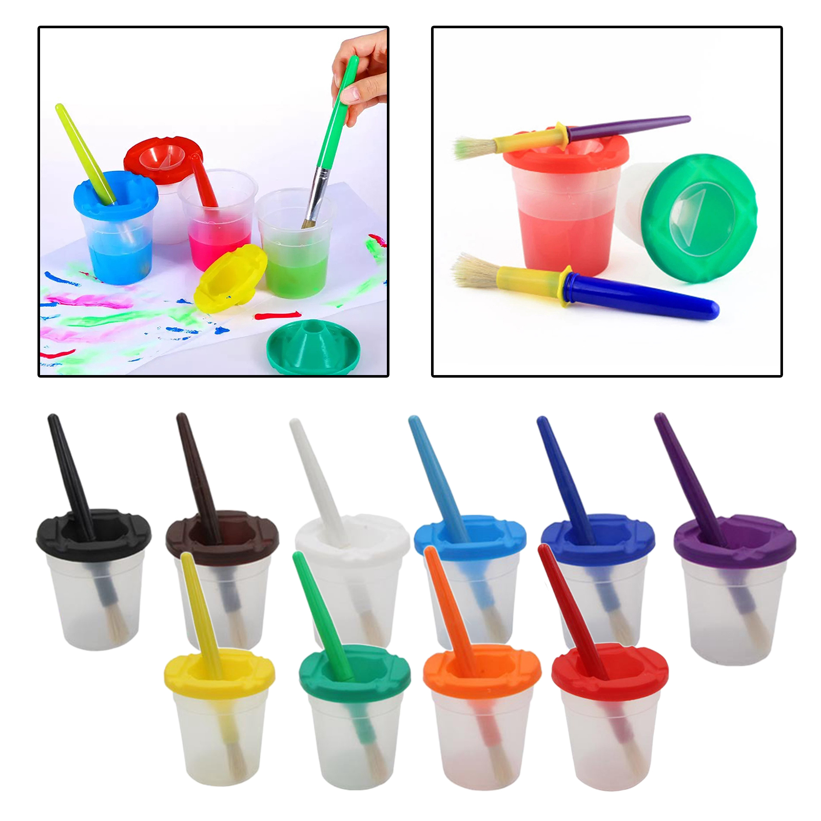 10Pcs Spill Proof Verf Cups, No-Spill Verf Cups Me... – Vicedeal