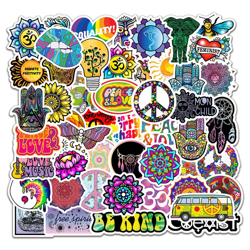 10/30/50pcs Hippies Stickers Love And Peace For Mo... – Vicedeal