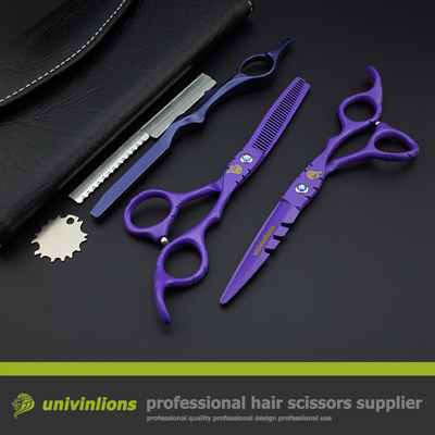 6" purple scissors barber cutting scissors thinnin... – Grandado