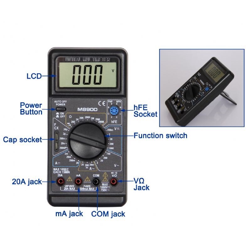 WHDZ M890D Multimeter Multimeter Capacitance Meter... – Grandado
