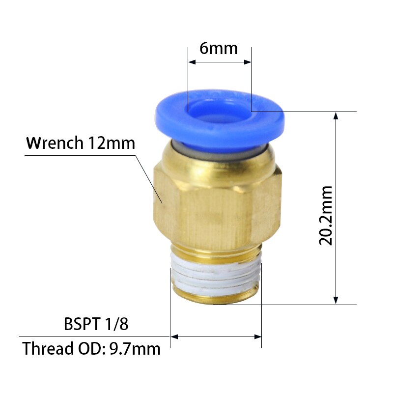 30pcs BSPT PC6-01, 6mm to 1/8" Pneumatic Connector... – Vicedeal