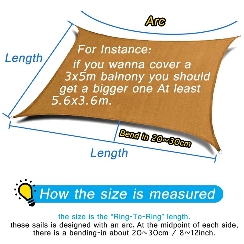 Rectangular shade sails polyester Oxford cloth fam... – Grandado