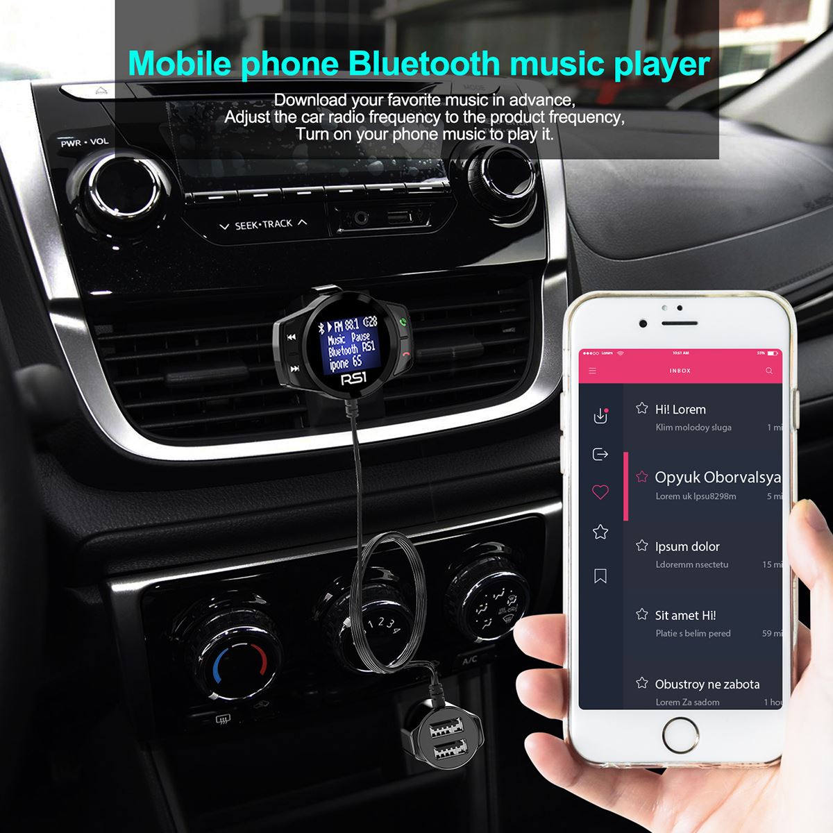 Onever Bluetooth FM Transmitter Car MP3 Player Mod... – Grandado