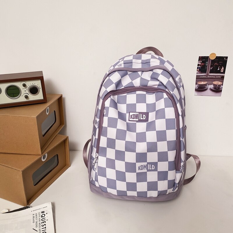 Unisex Large Capacity Plaid Backpack Boys Girls Ny... – Grandado